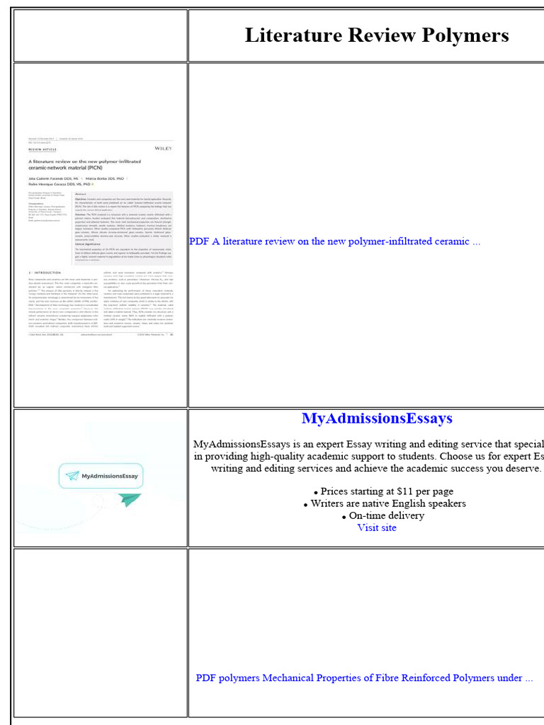 Literature Review Polymers | PDF | Polymers | Gel