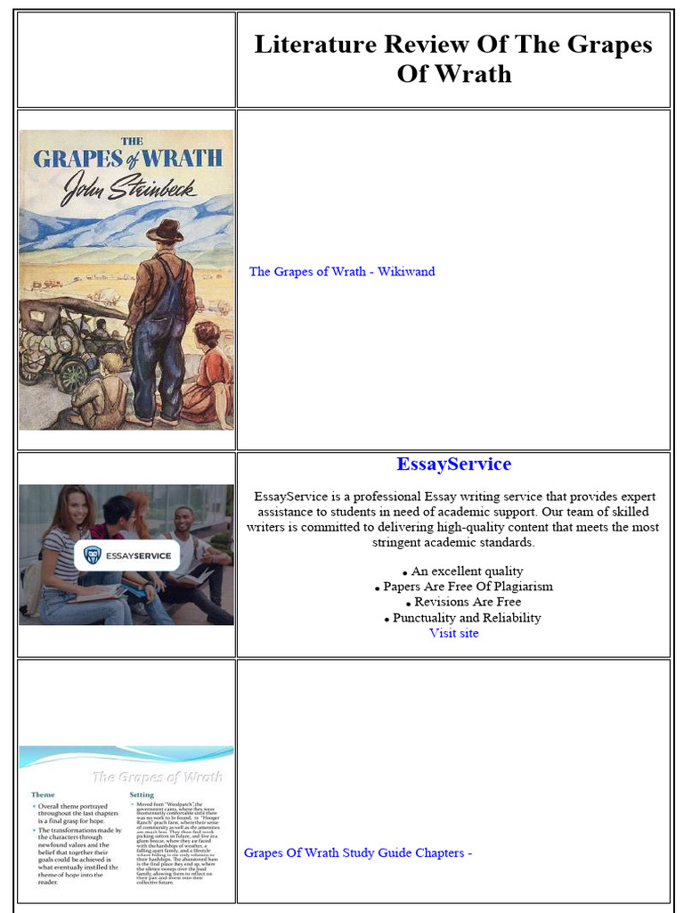 Literature Review of The Grapes of Wrath | PDF