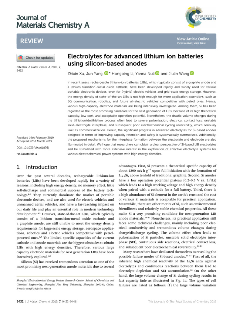 Electrolytes For Advanced Lithium Ion Batteries | PDF | Lithium Ion ...