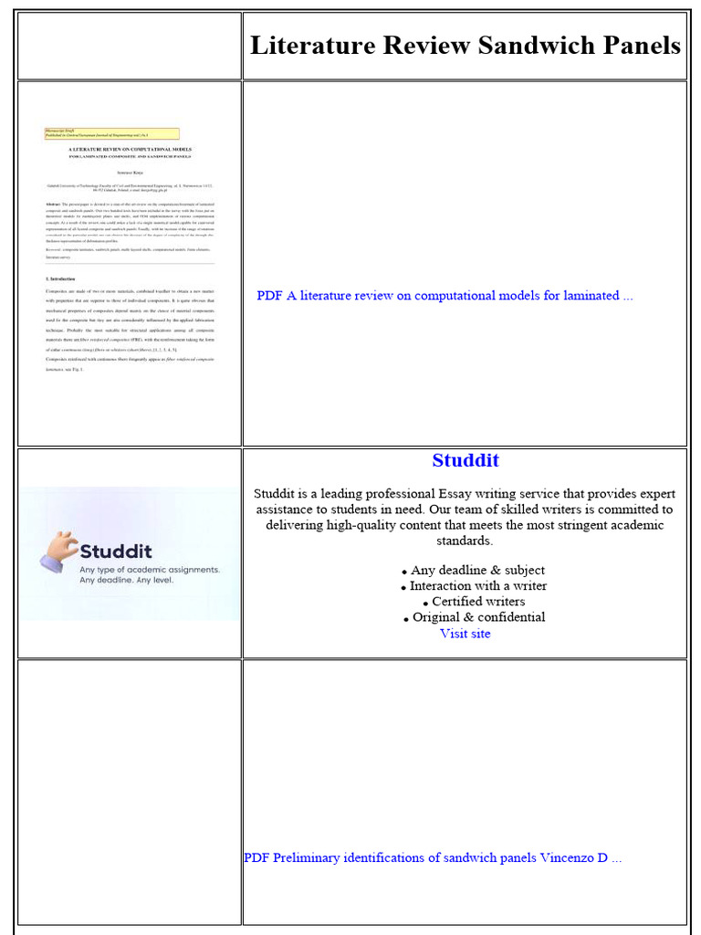 Literature Review Sandwich Panels | PDF | Materials
