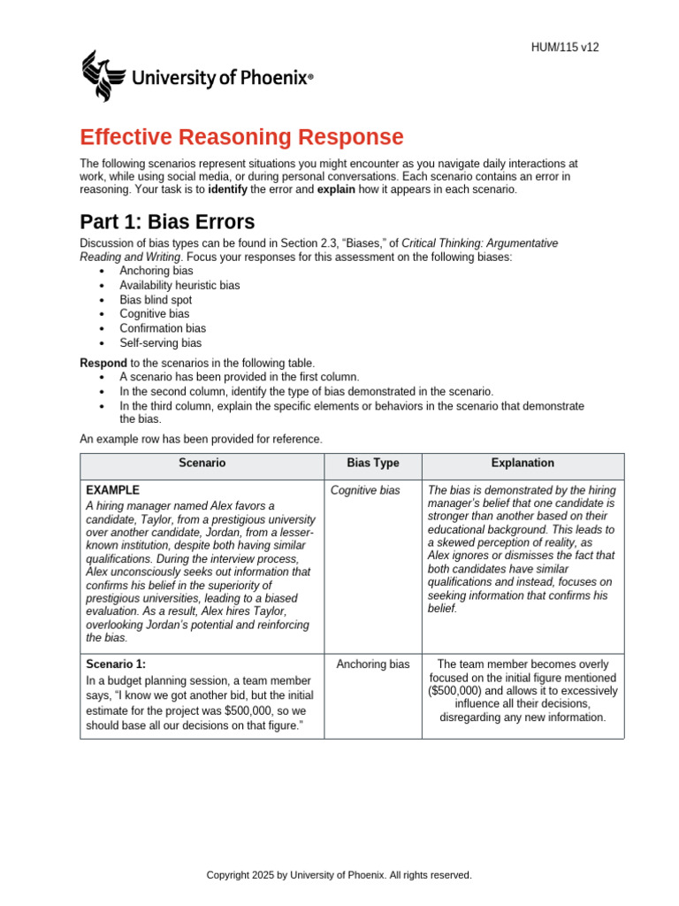 Identifying Biases and Fallacies in Reasoning | PDF | Fallacy | Bias