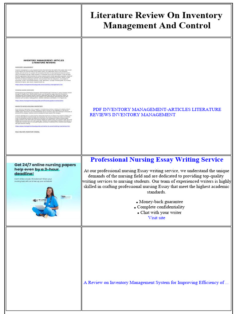 Literature Review On Inventory Management and Control | PDF | Inventory ...