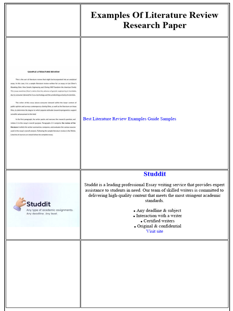 Examples of Literature Review Research Paper | PDF | Literature Review ...