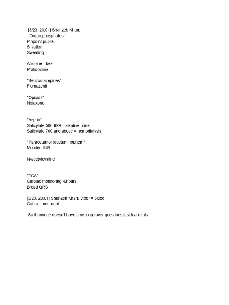 Poisoning Short Notes | PDF