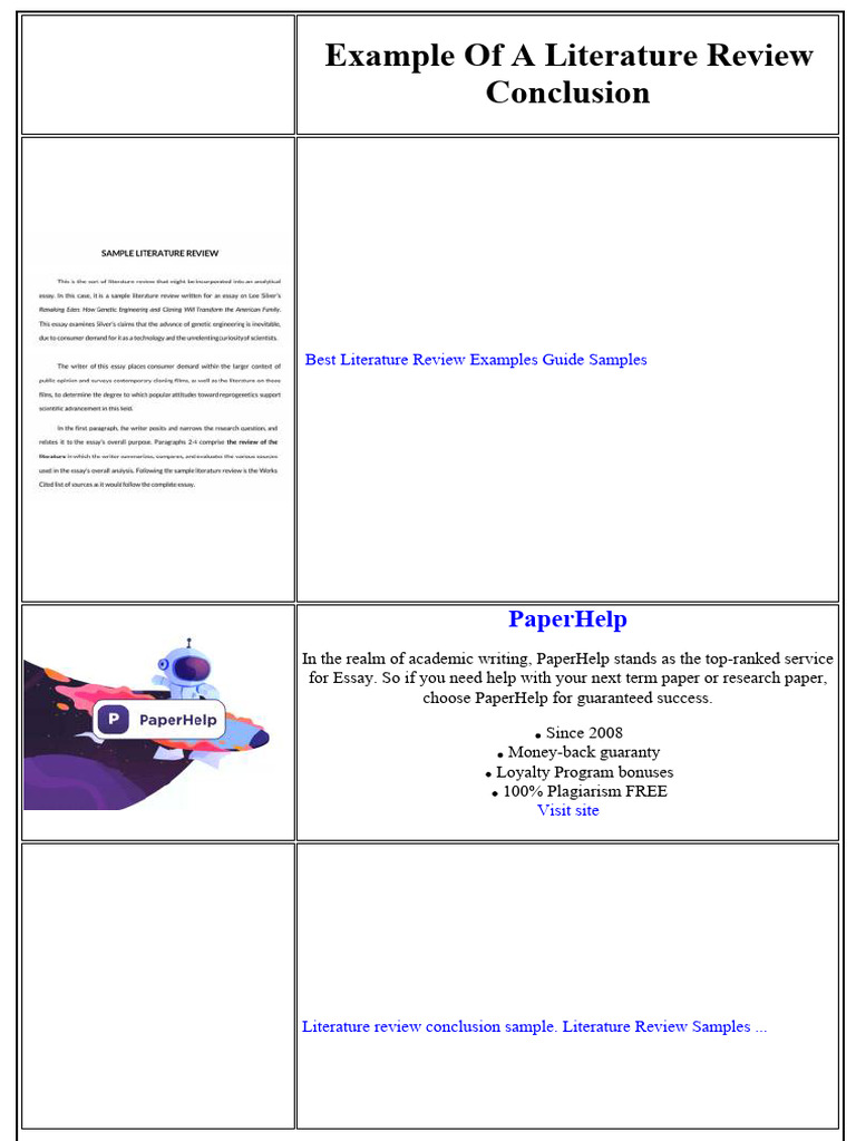 Example of A Literature Review Conclusion | PDF | Essays | Methodology