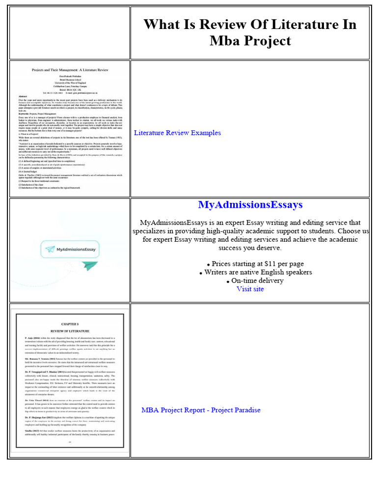 What is Review of Literature in Mba Project | PDF | Thesis | Essays
