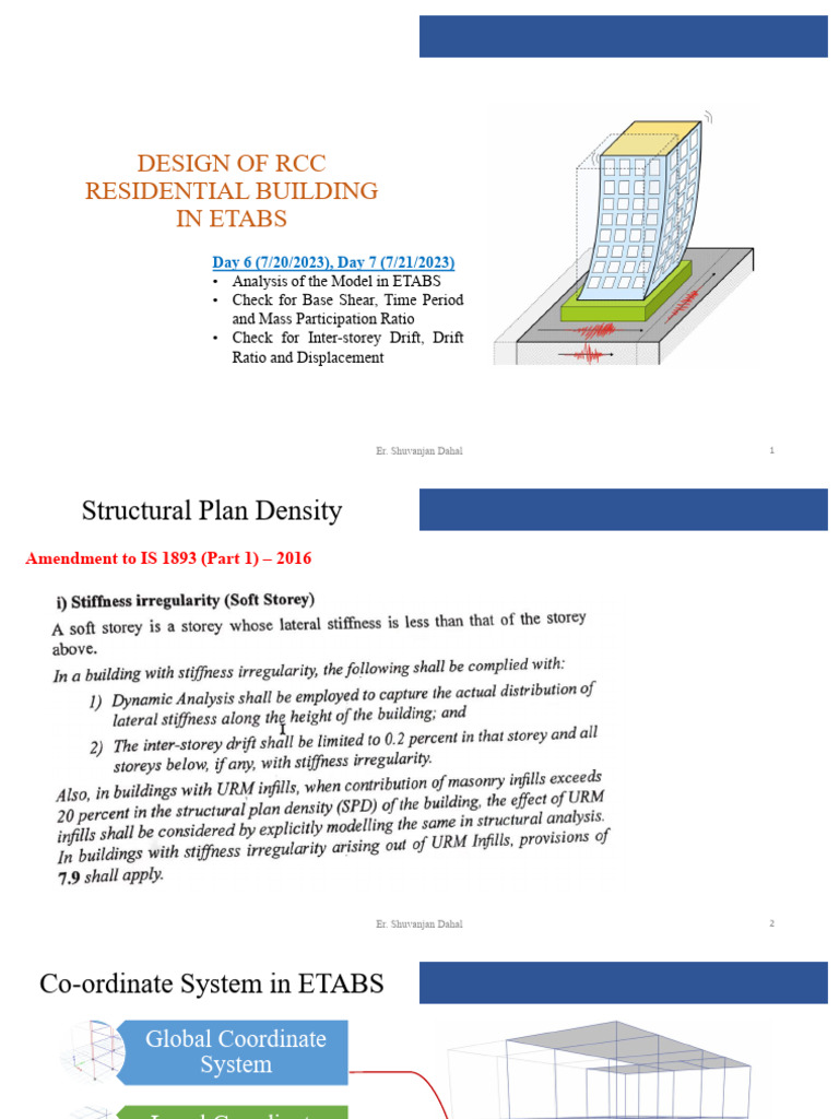 RCC Residential Building Design in ETABS | PDF | Cartesian Coordinate ...