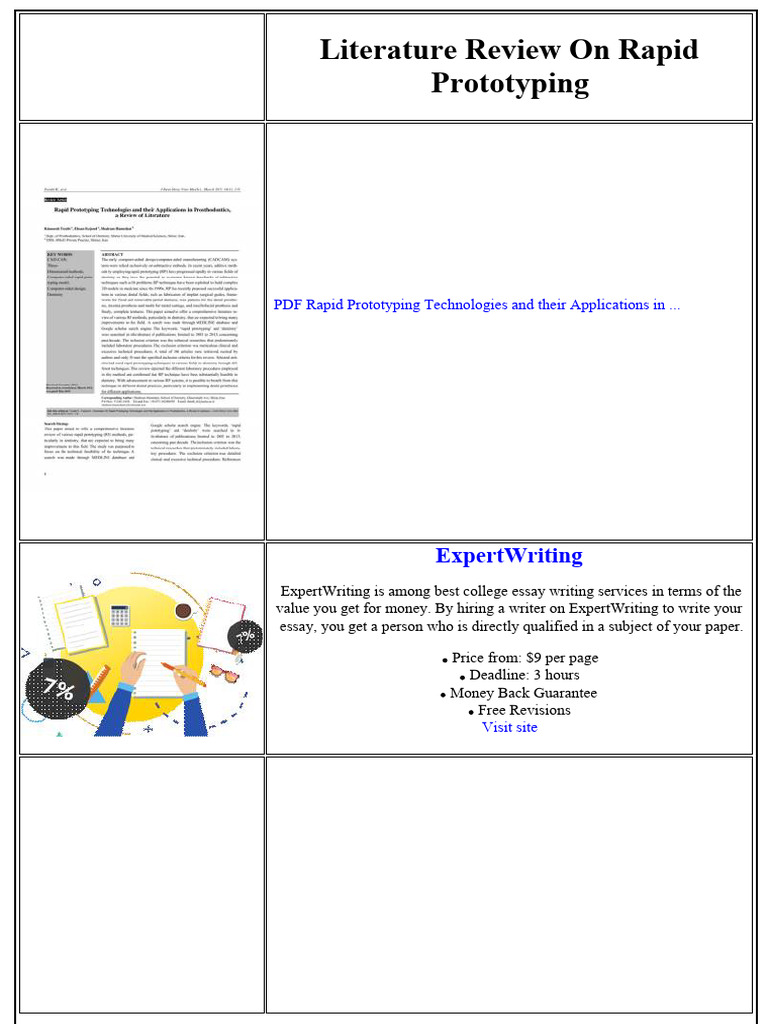 Literature Review On Rapid Prototyping | PDF | Prototype | Computer ...
