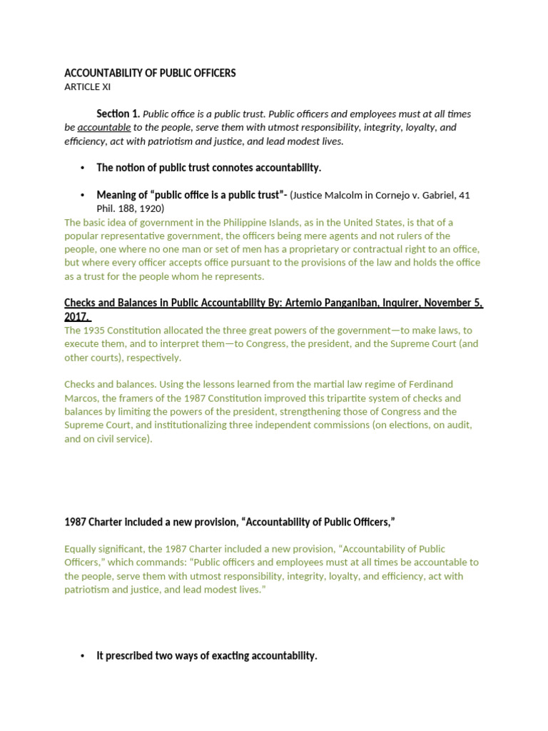 Public Officers' Accountability in the Philippines | PDF | Impeachment ...