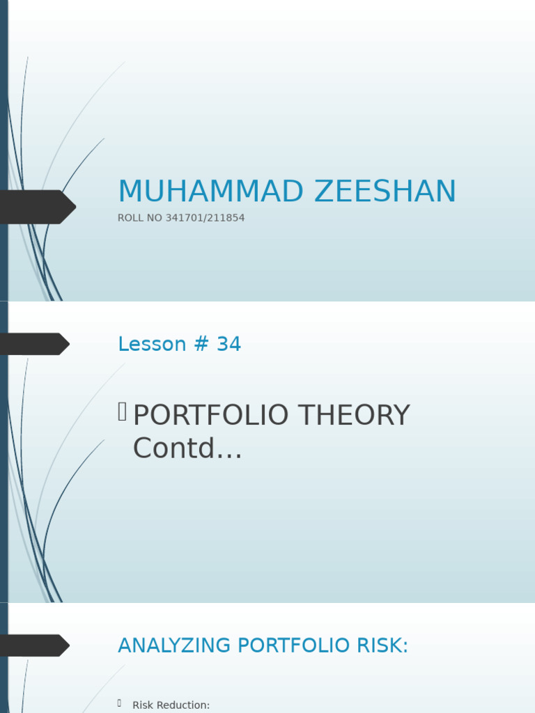 Lesson#34 | PDF | Diversification (Finance) | Covariance