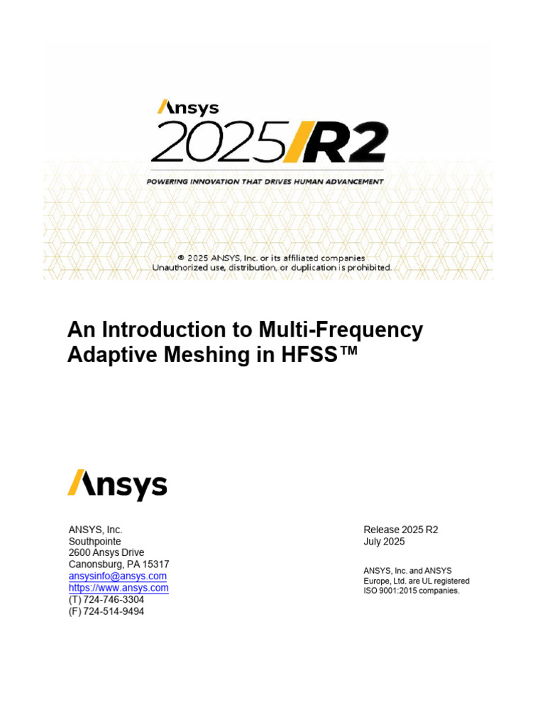 An Introduction To Multi-Frequency Adaptive Meshing in HFSS | PDF | Menu (Computing) | License