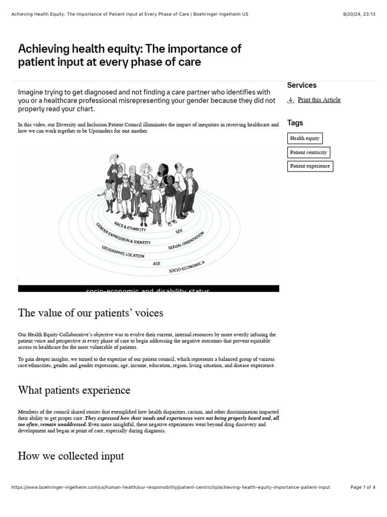 Achieving Health Equity: The Importance of Patient Input at Every Phase ...