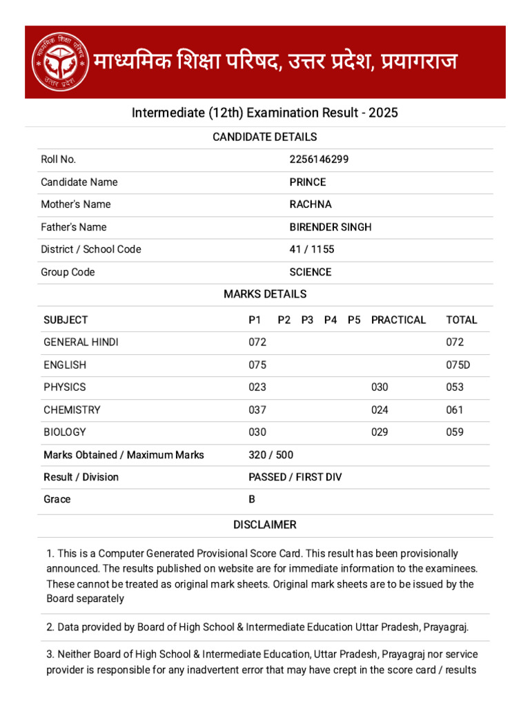 Intermediate (12TH) Examination Result - Result Dashboard | PDF