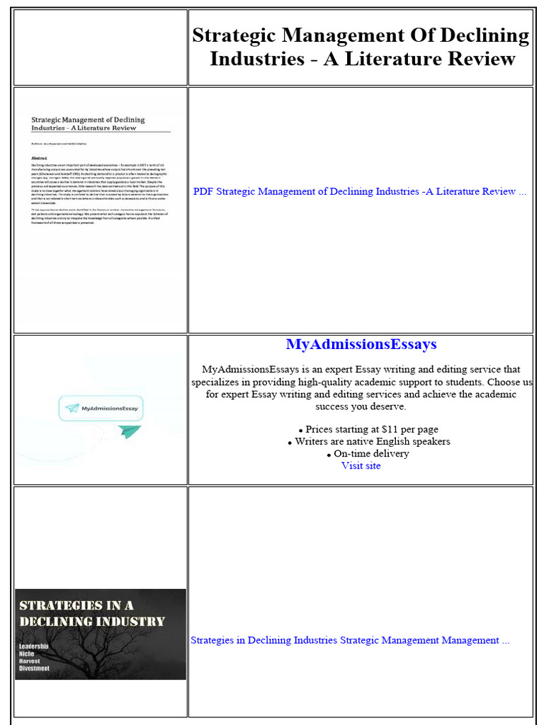 Strategic Management of Declining Industries - A Literature Review ...
