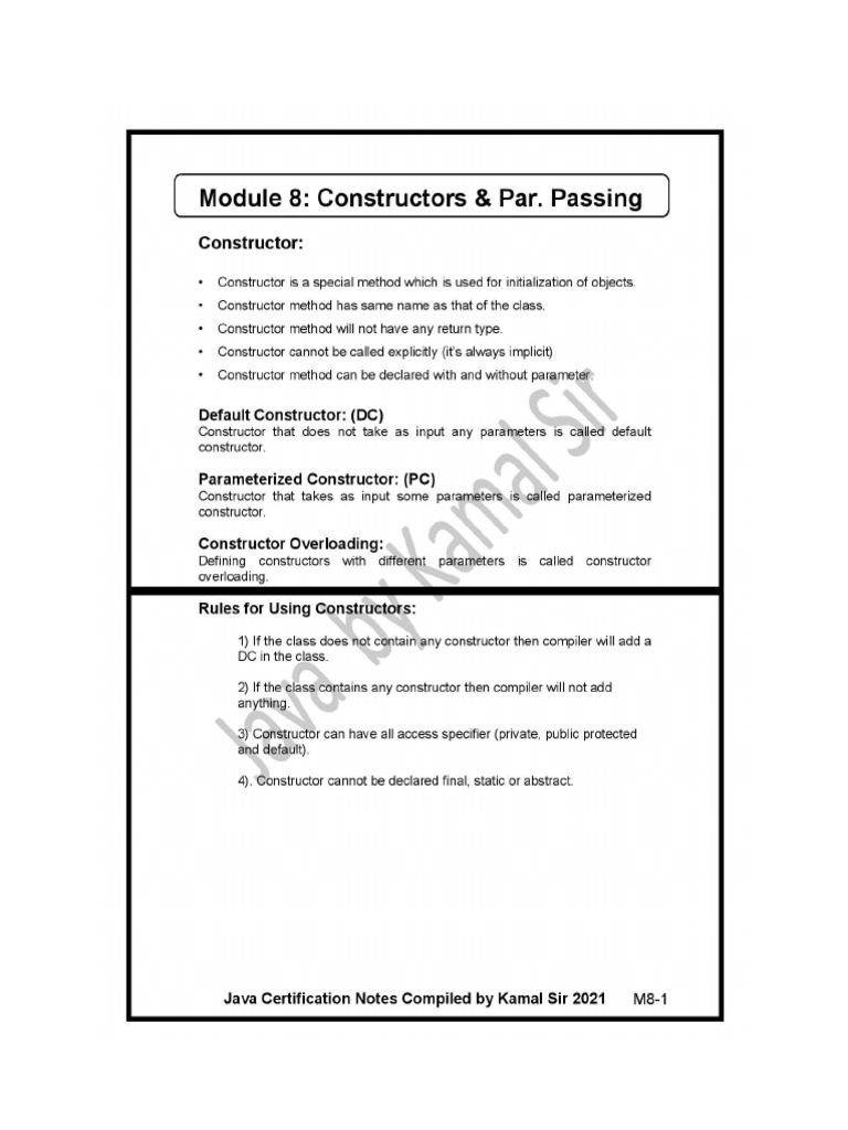 m8 Java Constructors 2021 Im | PDF