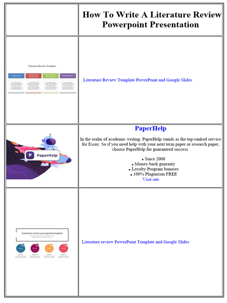 How To Write A Literature Review Powerpoint Presentation | Pdf | Thesis 