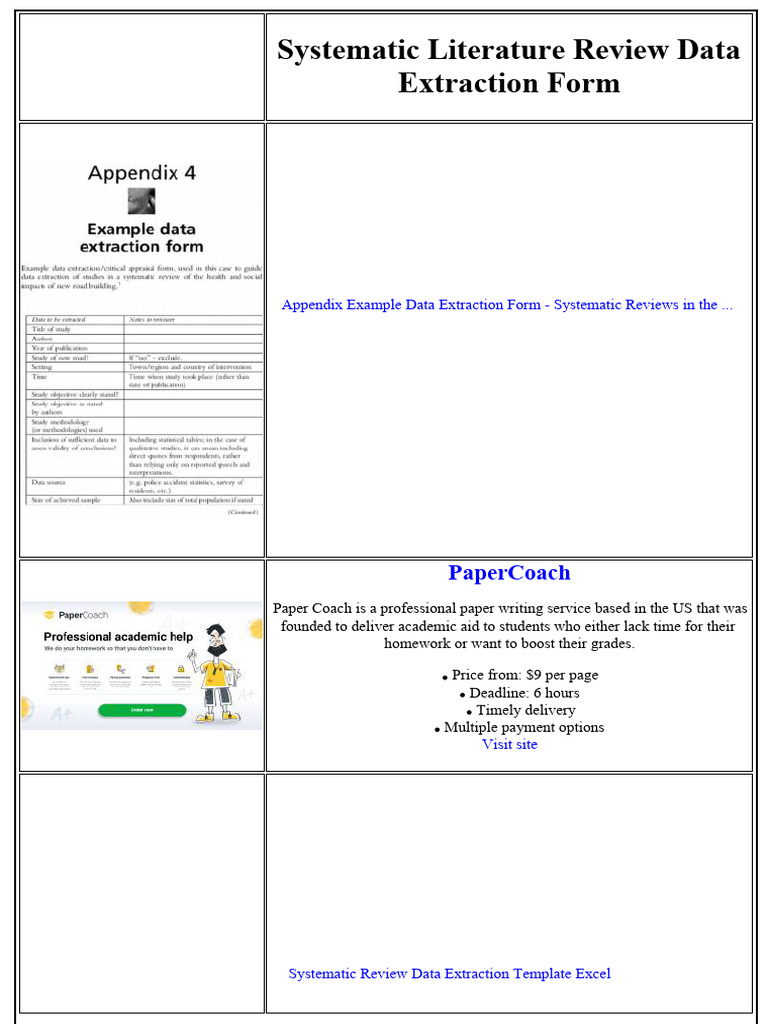 Systematic Literature Review Data Extraction Form | PDF | Systematic Review