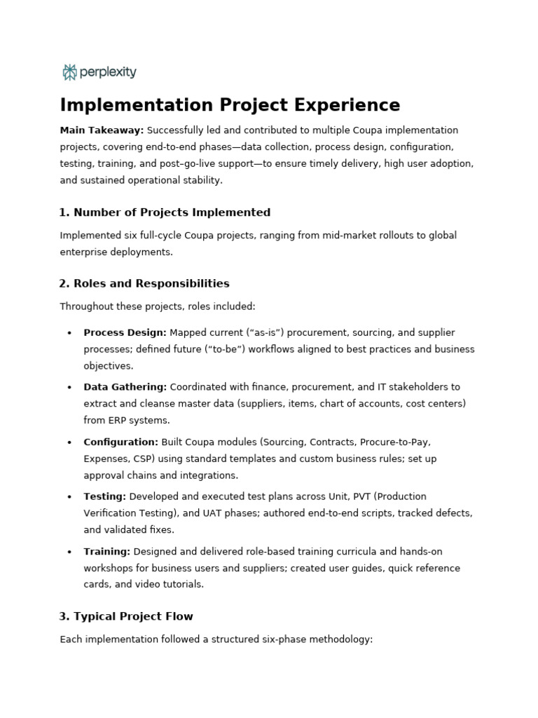 Coupa Implementation Project Overview | PDF | Enterprise Resource ...