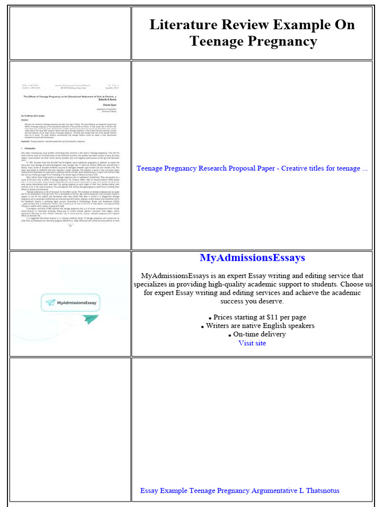 Literature Review Example On Teenage Pregnancy | PDF | Teenage ...