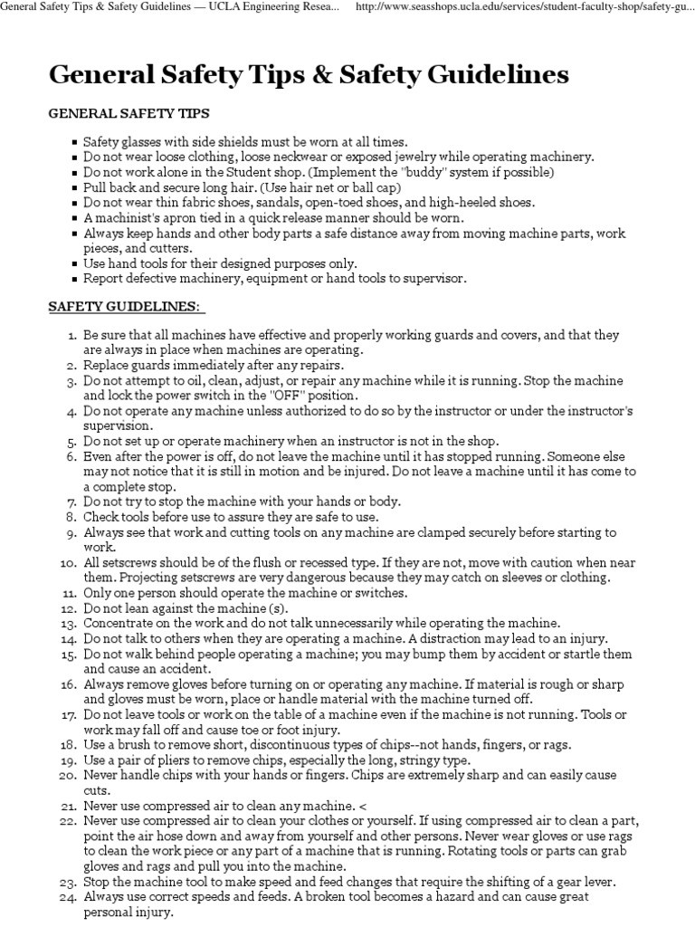 General Safety Tips & Safety Guidelines - UCLA Engineering Research and ...