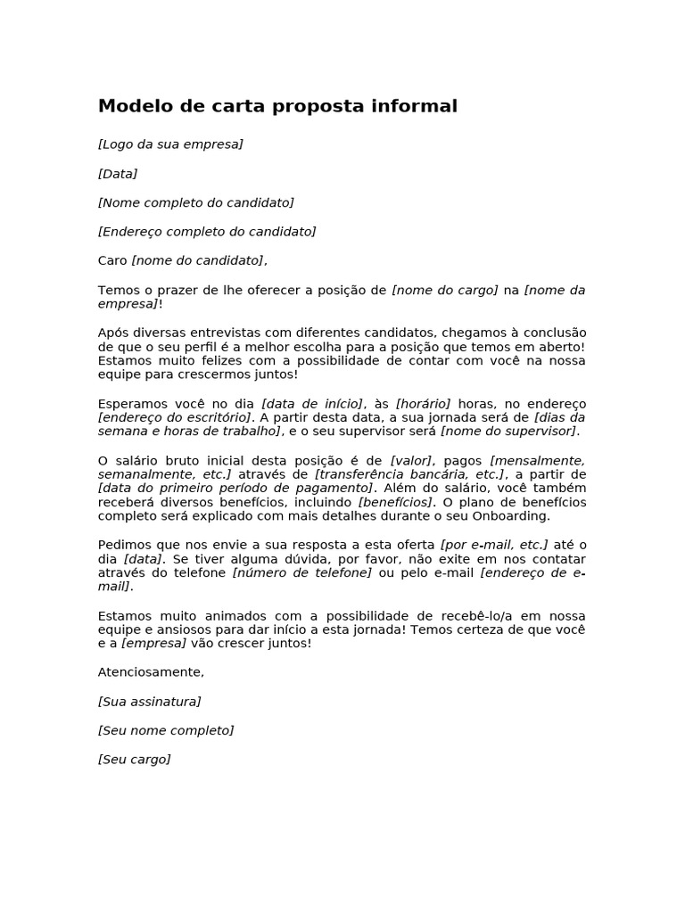 Modelo 02 - Carta Proposta Informal | PDF
