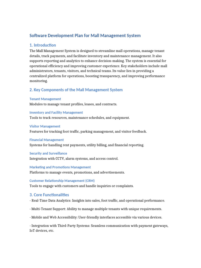 Mall Management System Development Plan | PDF | Business | Information ...