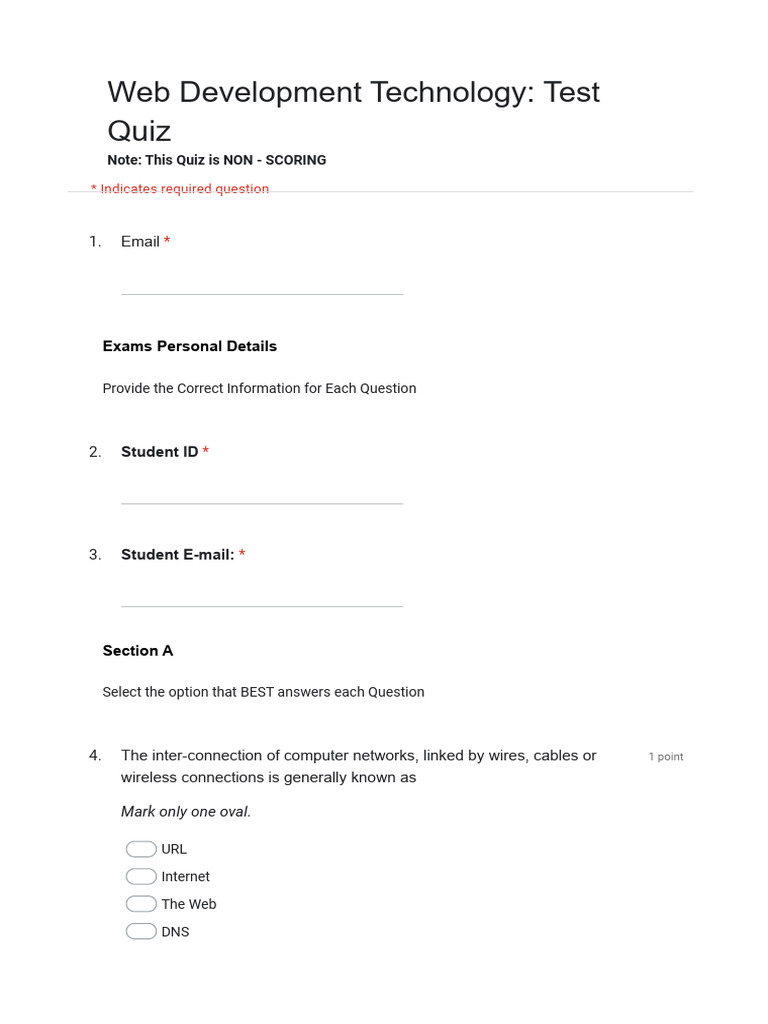 CSS Importance in Webpage Creation Quiz | PDF | Html Element | World ...