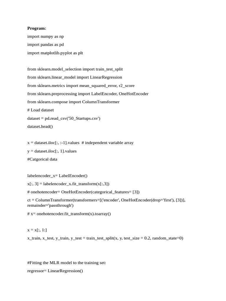 ML (Multi-Linear Regression) | PDF | Applied Statistics | Actuarial Science