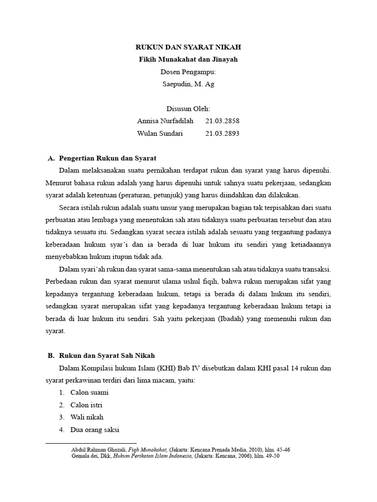 Rukun dan Syarat Nikah dalam Islam | PDF
