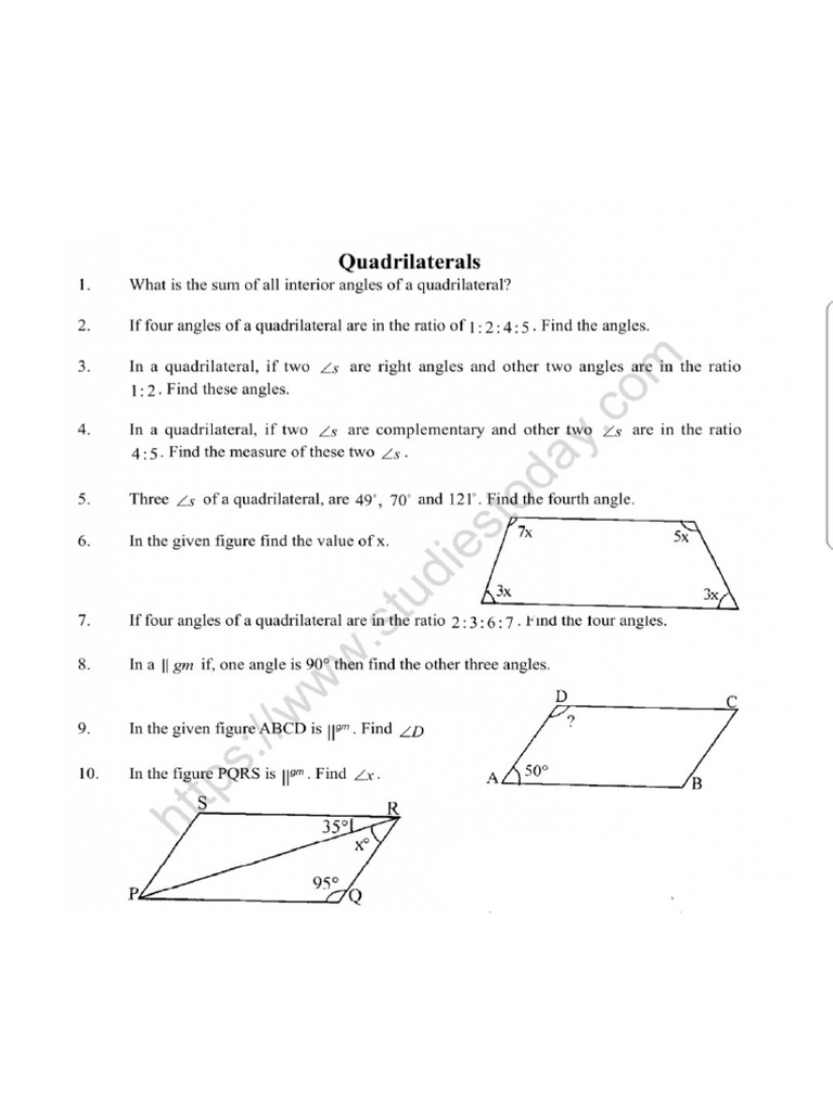 Geometry Worksheet (Polygons and Quadrilateral) | PDF