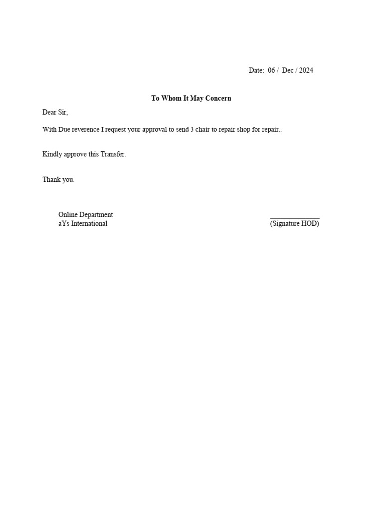 Chairs Repair Approval | PDF