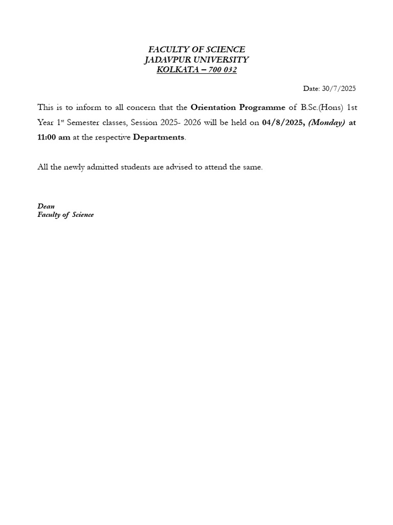 Notice Science Orientation | PDF