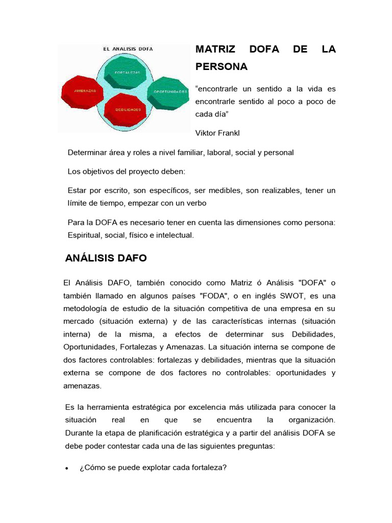 Matriz DOFA Personalizada | PDF
