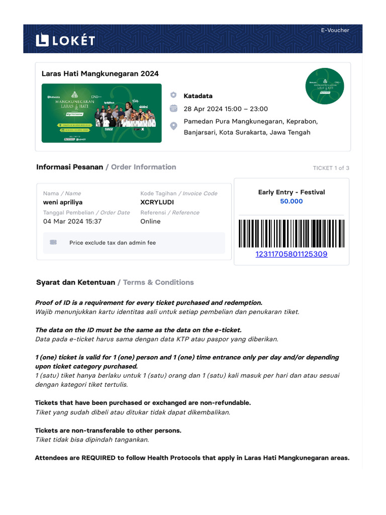 Contoh Tiket | PDF