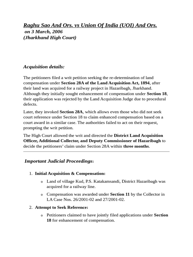 Raghu Sao and ORS Vs Union of India | PDF | Political Law | Common Law