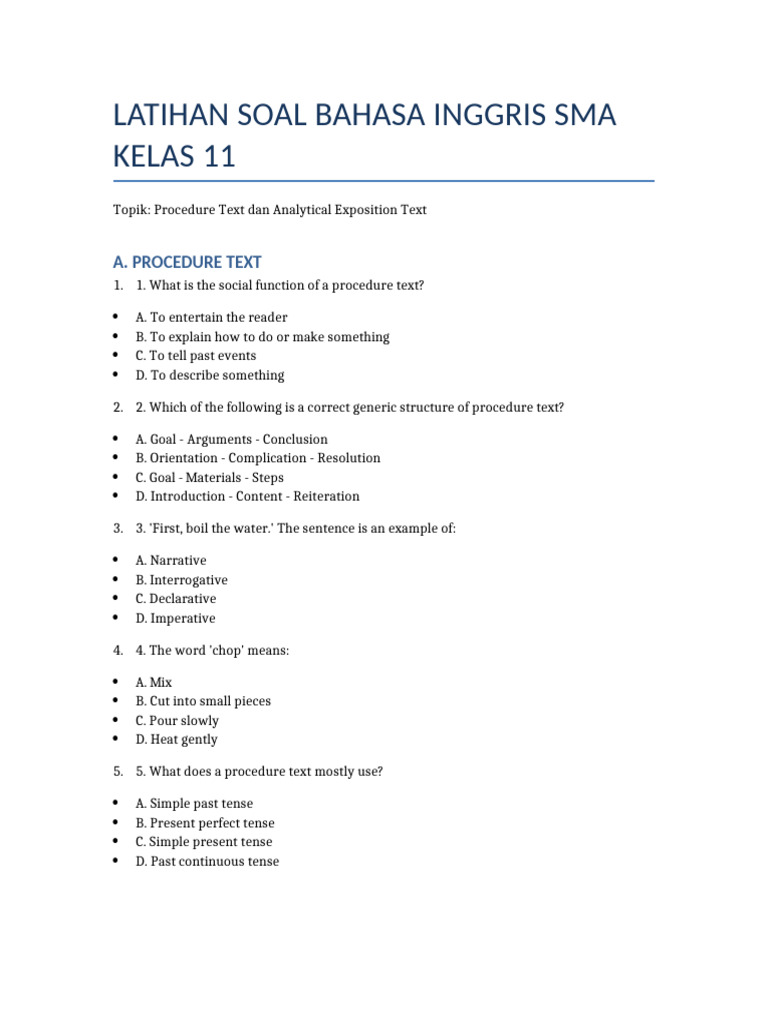Latihan Soal Procedure Exposition Full | PDF
