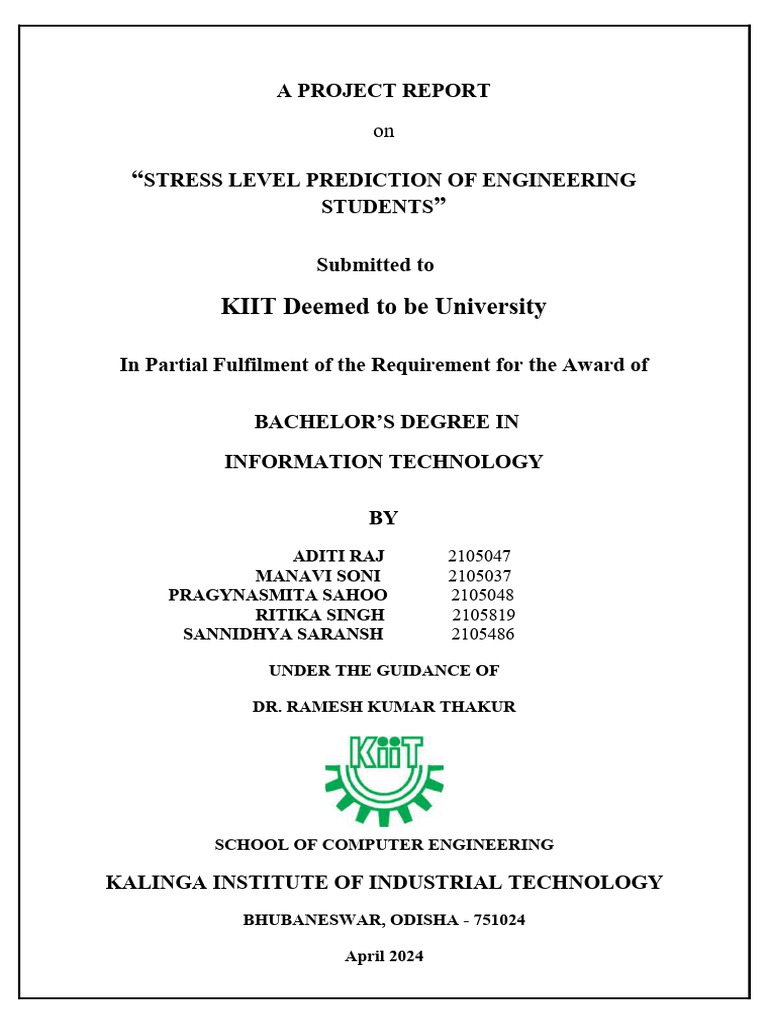 Stress Prediction of Engineering Students | PDF | Machine Learning | Data