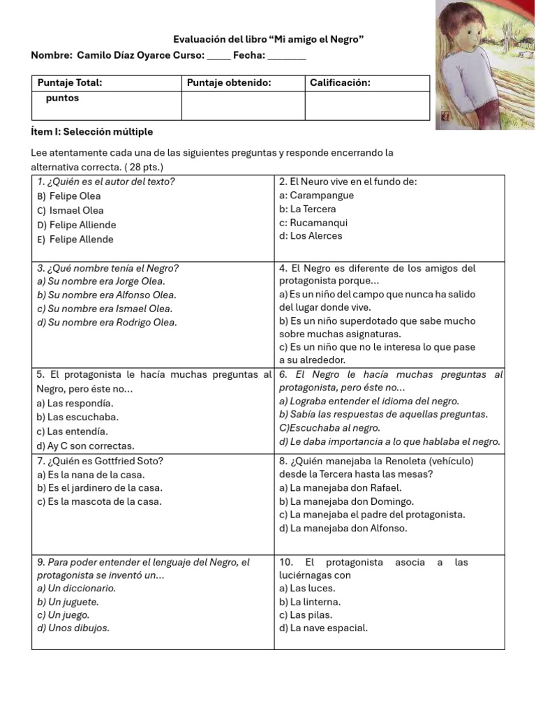 Prueba Mi Amigo El Negro | PDF