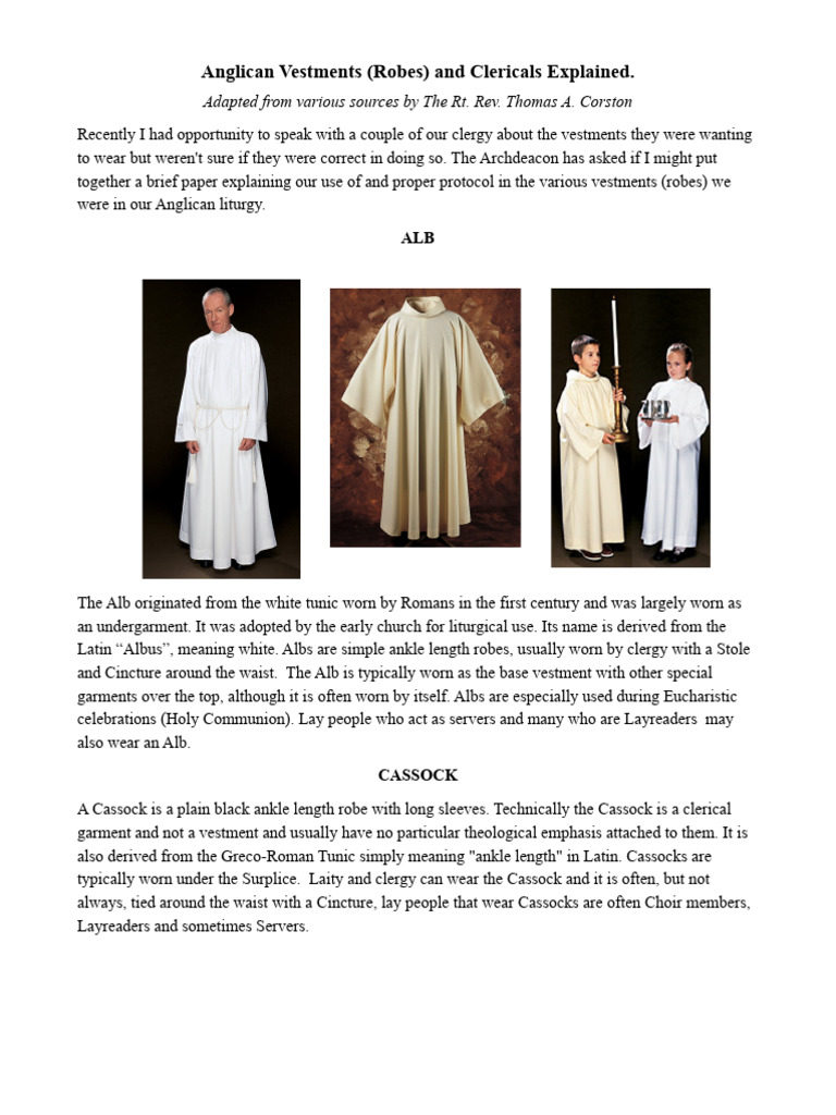 Anglican Clergy Vestments Explained | PDF | Clothing