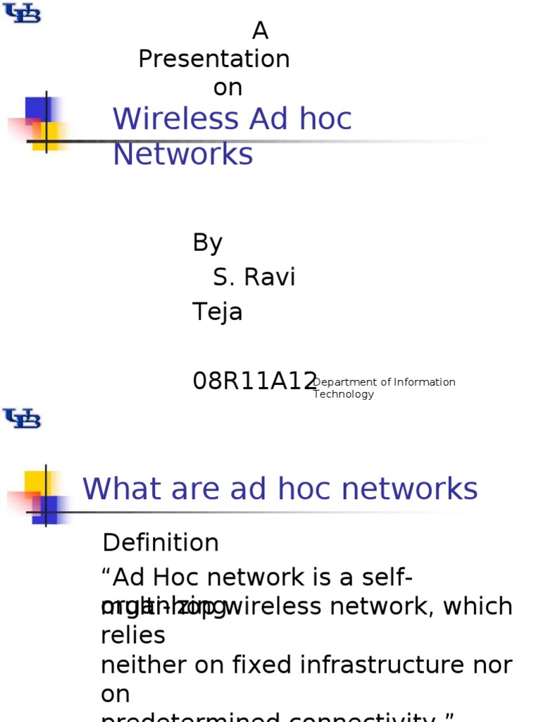 Wireless Ad Hoc Networks: A Presentation On | PDF | Wireless Ad Hoc ...