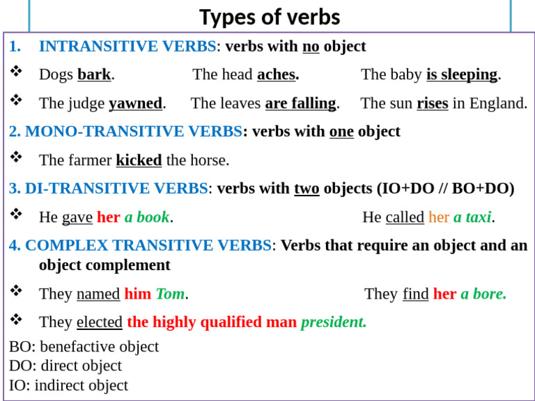 Types of Verbs Explained | PDF