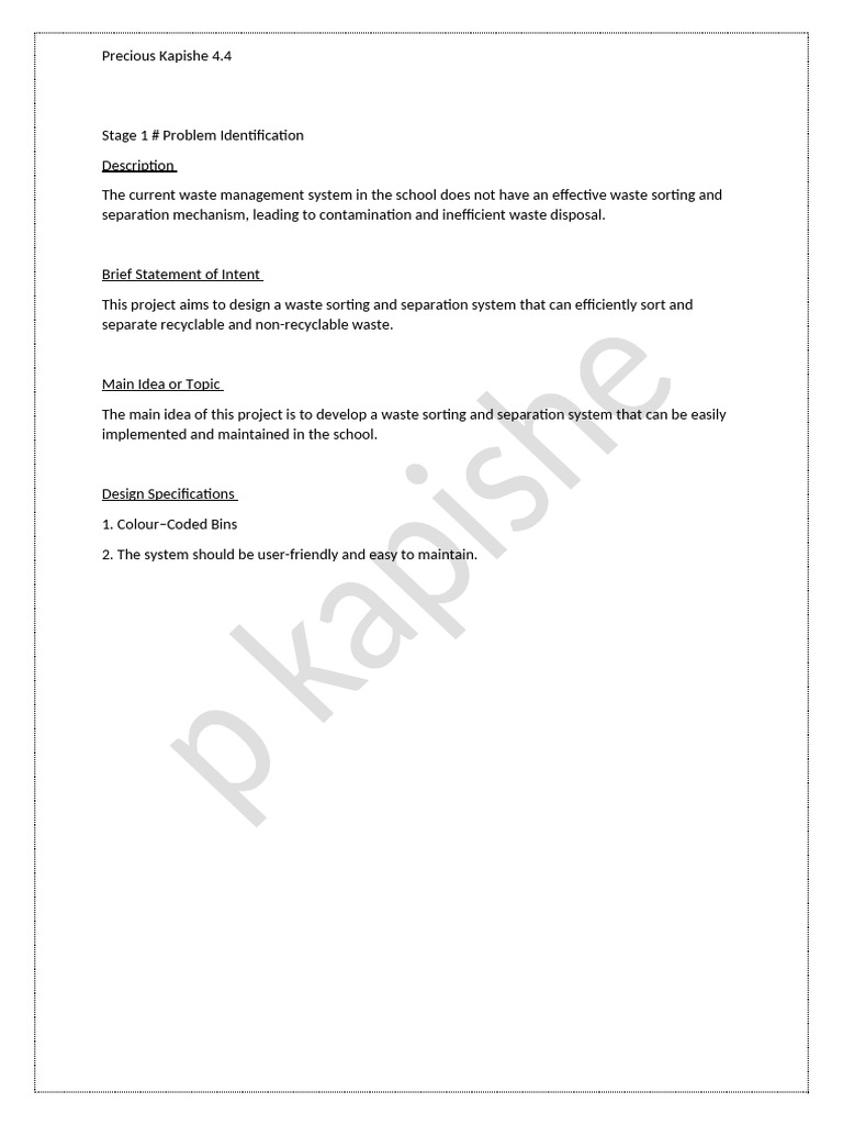 Automated Waste Sorting System Design | PDF | Waste | Waste Management