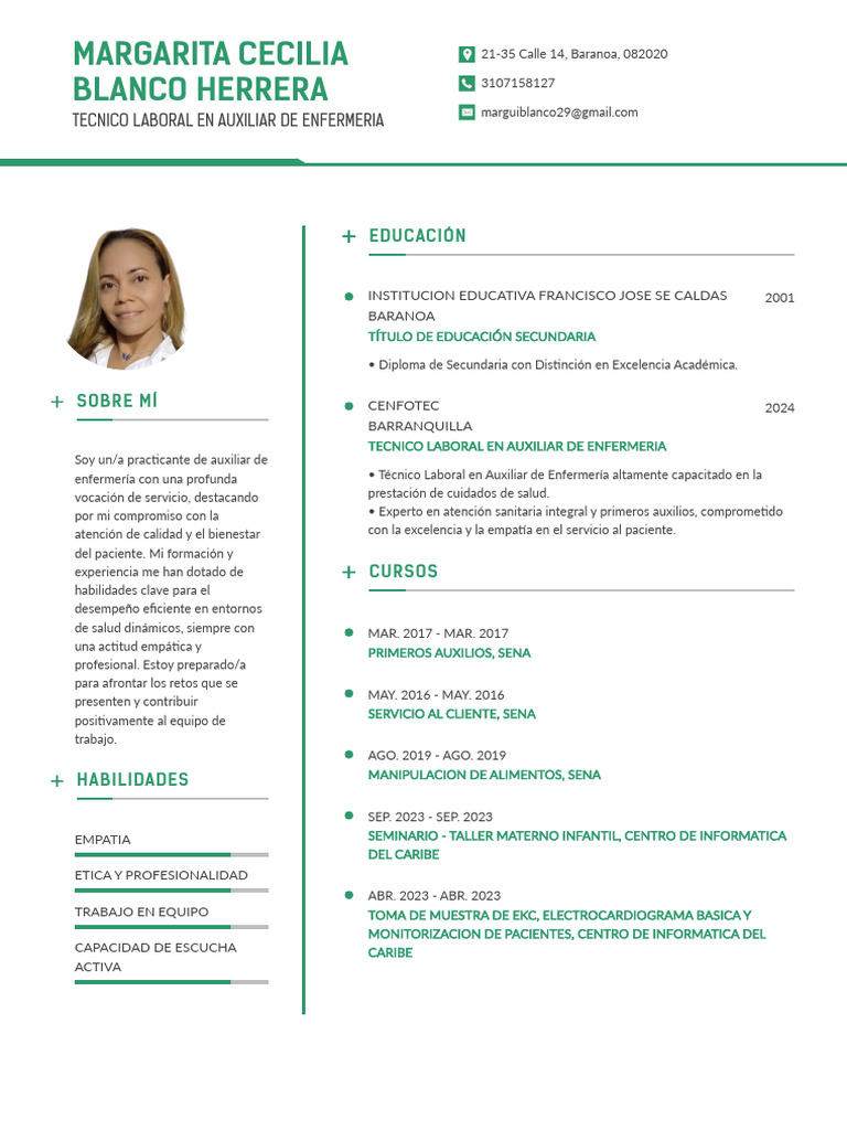 CV Margarita Blanco Herrera 1 | PDF | Enfermería | Servicios públicos
