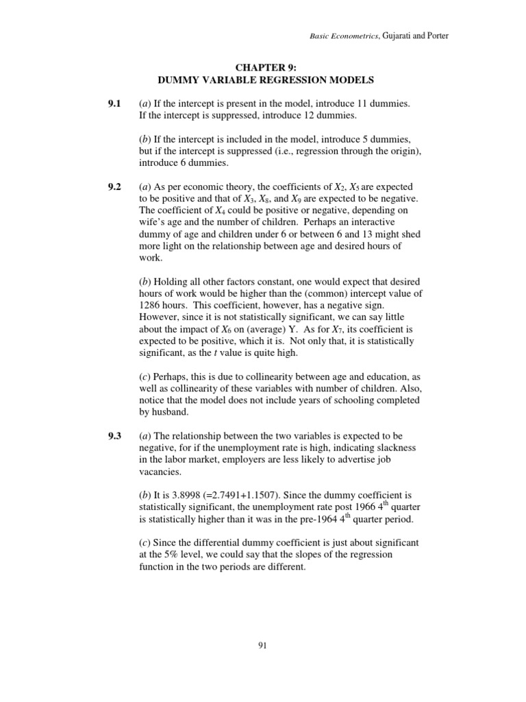 Dummy Variable Regression Models 9.1:, Gujarati and Porter | Download Free PDF | Coefficient Of ...