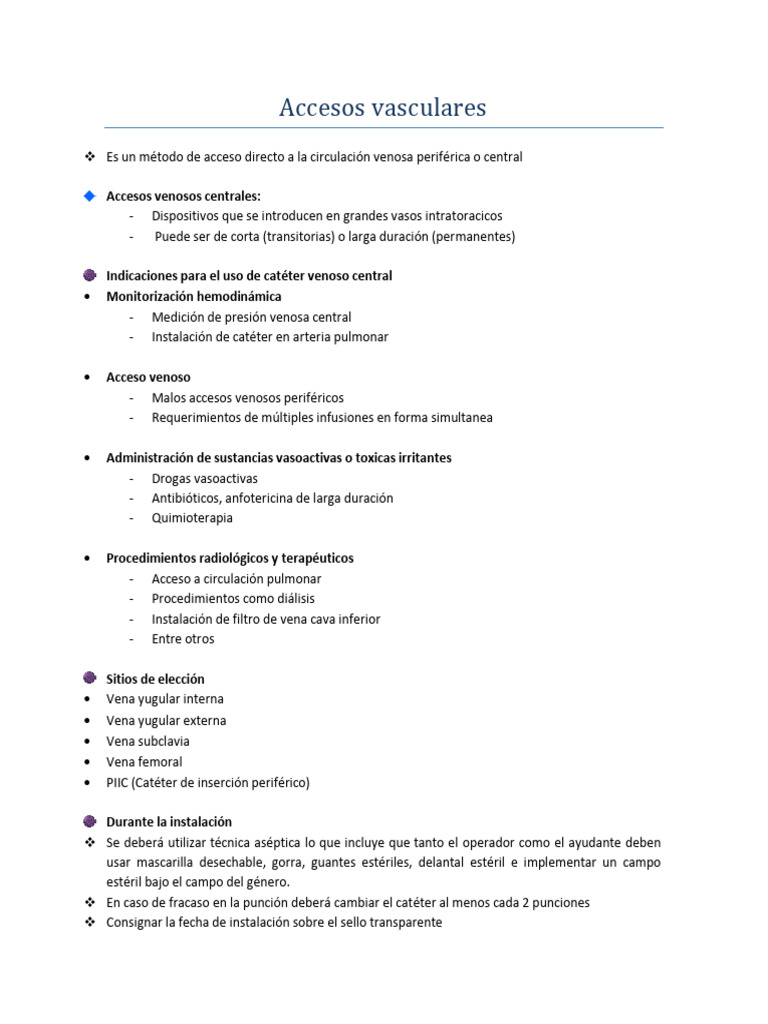 8) Accesos Venosos | PDF | Terapia intravenosa | Especialidades Medicas