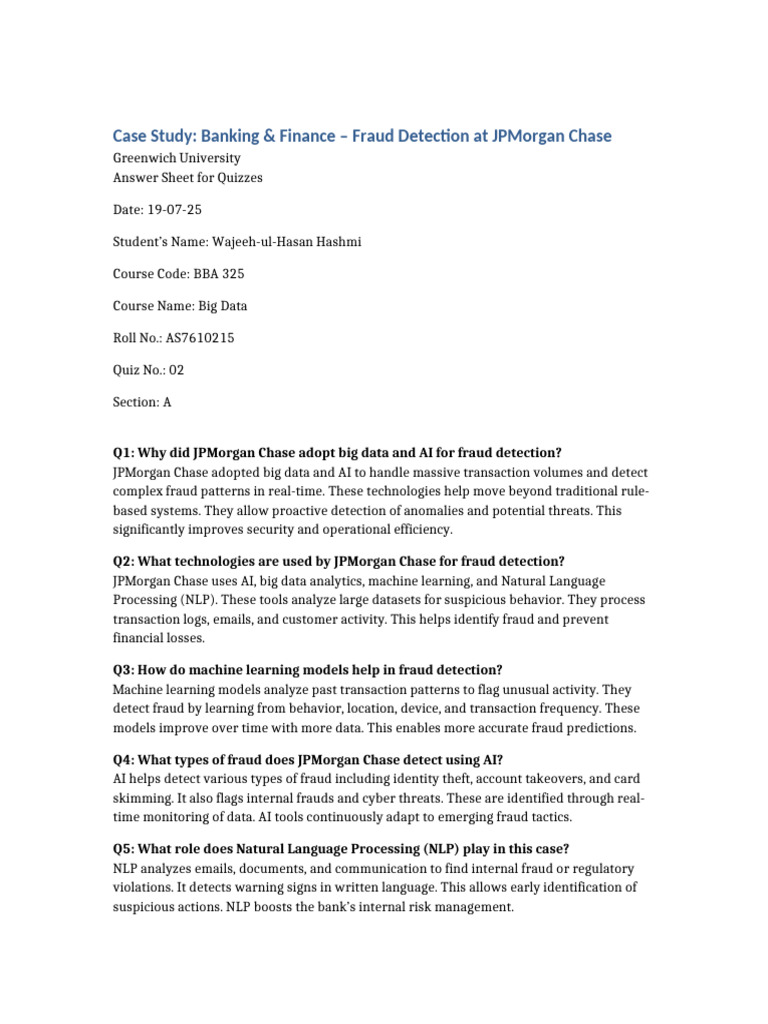 Fraud Detection Innovations at JPMorgan Chase | PDF | Analytics | Fraud