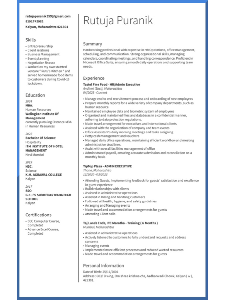 Rutuja Puranik - CV | PDF