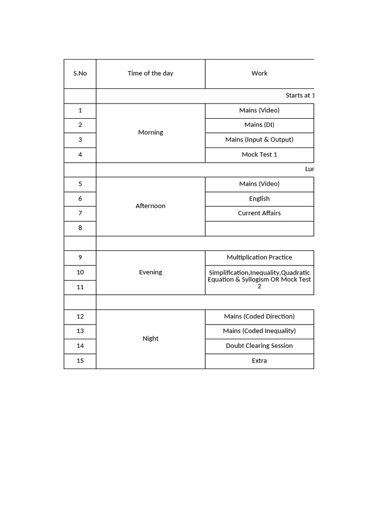 Time Table | PDF | Elementary Mathematics | Number Theory