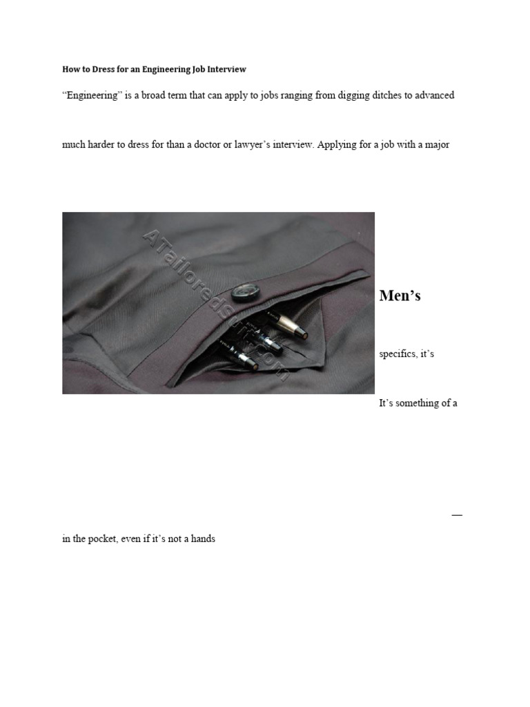 How To Dress For An Engineering Job Interview | PDF | Aesthetics ...
