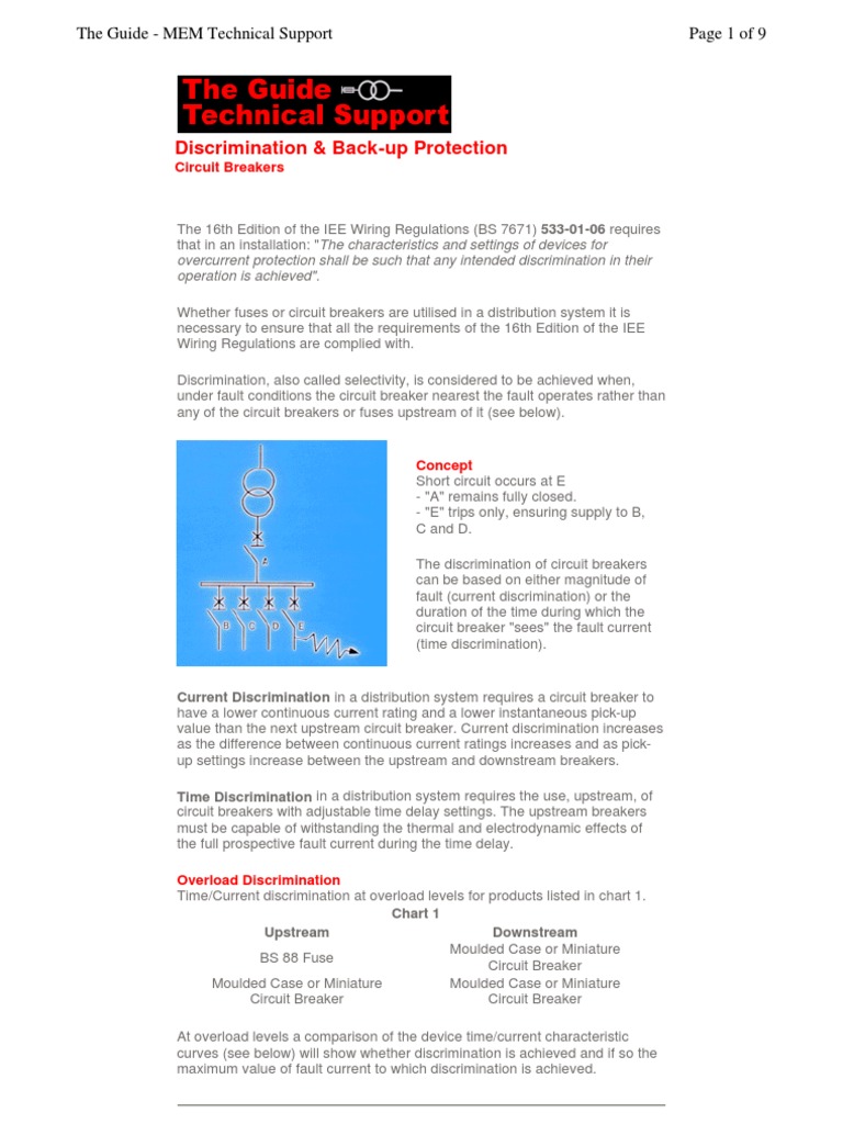 Discrimination & Back-Up Protection: Page 1 of 9 The Guide - MEM ...